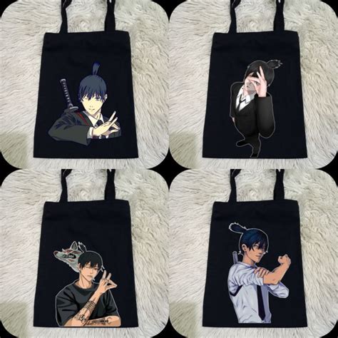 Jual Totebag Hitam Aki Hayakawa Anime Chainsaw Man Tebal 100 Kanvas