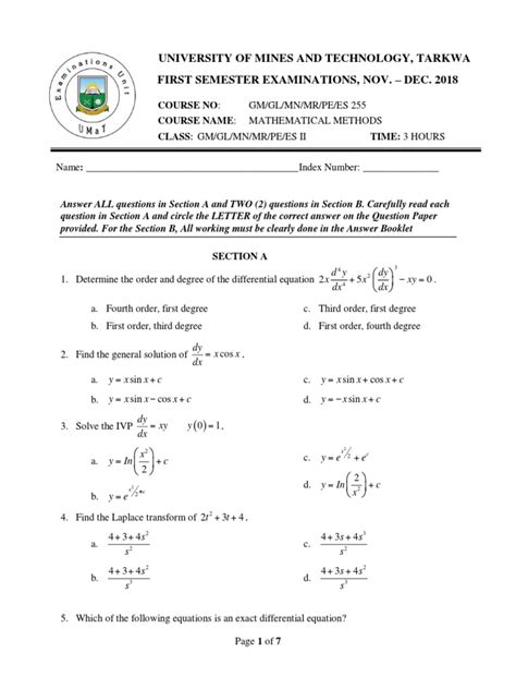 2018 Maths Methods 2 Pdf Differential Calculus Mathematical Objects