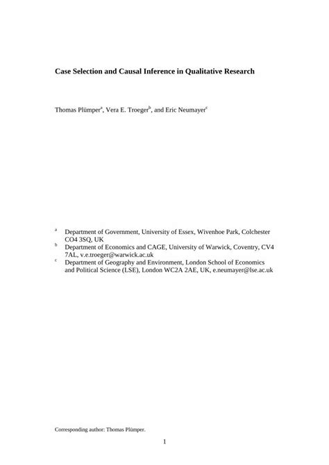 Pdf Case Selection And Causal Inference In Qualitative Researchmyweb