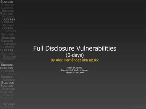 Full Disclosure Vulnerabilities Pptx Information And Network Security Computing