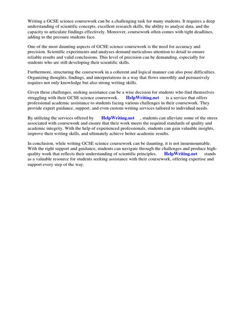 Example Of Gcse Science Coursework Pdf