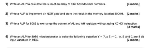 Solved 1 Write An Alp To Calculate The Sum Of An Array Of 8