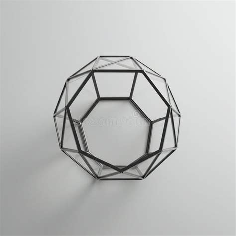 Geometric Structure Featuring A Black Metal Wireframe Polyhedron With A