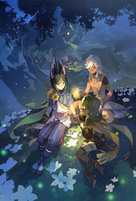 Tighnari Cyno And Collei Genshin Impact Drawn By Yandee233 Danbooru
