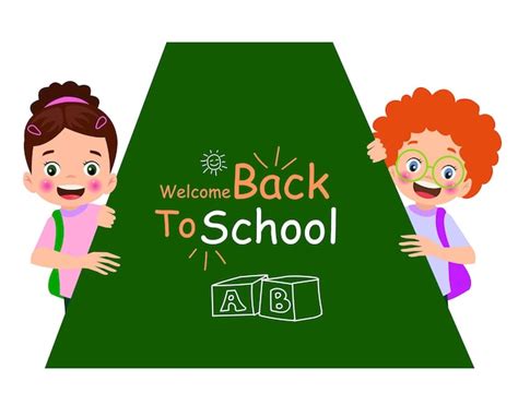 Снова в школу Симпатичные дети с рюкзаками Векторная иллюстрация Премиум вектор