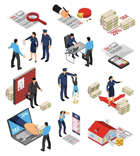 Isometric Assessor Icon Set Free Vector