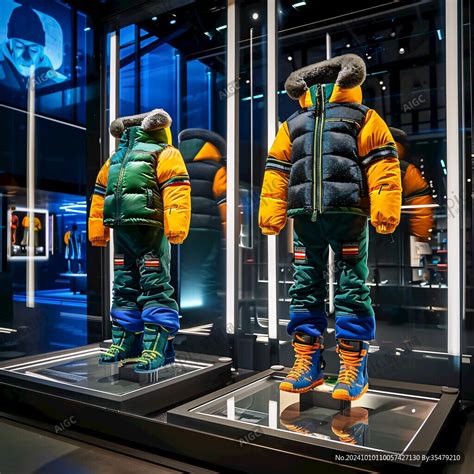 Ai创作图棉服橱窗 羽绒服橱窗 潮牌服装店橱窗 羽绒服服饰橱窗 体育专卖店橱窗设计 冬装橱窗创意设计 科幻元素橱窗 运动品牌专卖店橱窗 运动童装橱窗展示 运动品牌橱窗 运动鞋专卖店橱窗设计