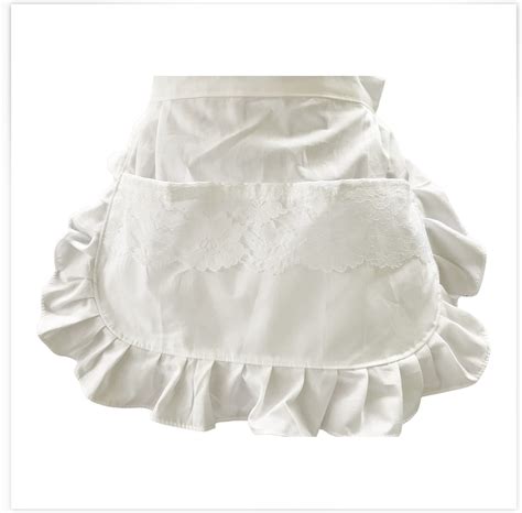 Plain White Apron With Pocket White Fabric Vendor Apron Waitress