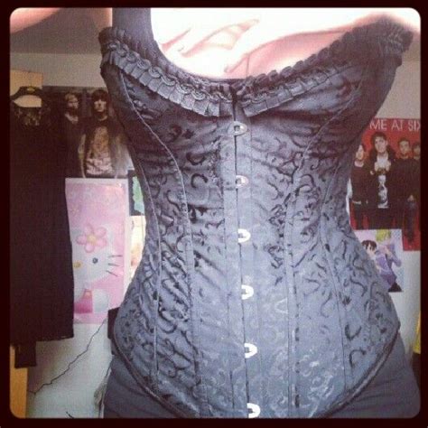 My First Waist Training Corset Black Patterned Over Bust Let The