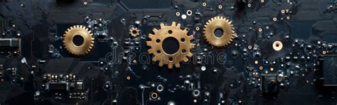 Ai Machine Learning Gears In Digital Network Stock Illustration Illustration Of Machine