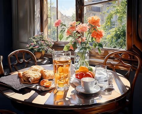 Premium AI Image Bright Colorful Illustration Of A Set Table With