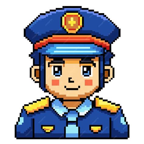 Pixel Art Police Officer Icon Retro 8 Bit Character Design For Video