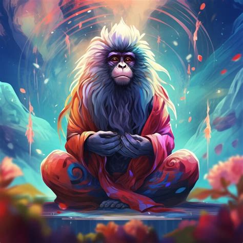 Premium AI Image A Close Up Of A Monkey Sitting On A Ledge In A Forest Generative Ai