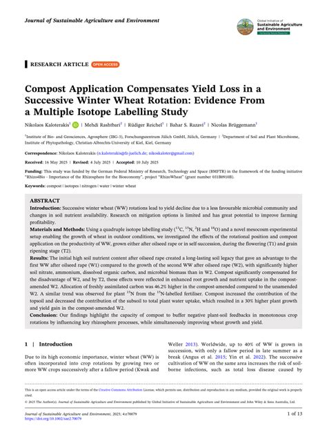 Pdf Compost Application Compensates Yield Loss In A Successive Winter