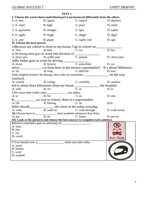Unit 7 Practice Test Pdf Traffic Traffic Congestion