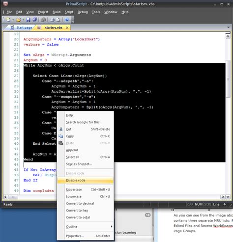 Enabling Disabling Code In PrimalScript 2009 SAPIEN Blog