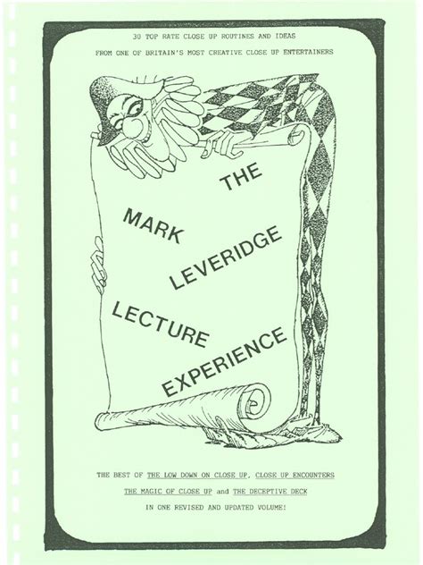 Mark Leveridge Lecture Notes Pdf Leisure Nature