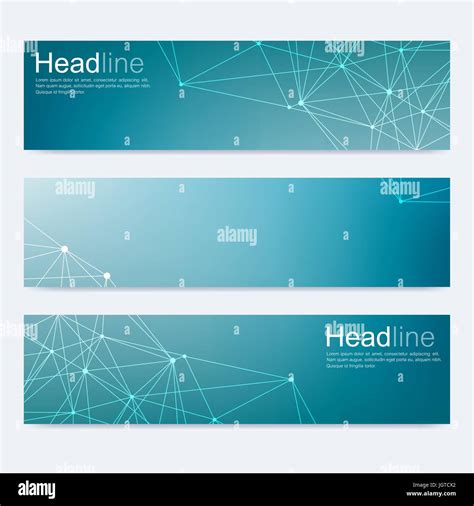 Scientific Set Of Modern Vector Banners Dna Molecule Structure With Connected Lines And Dots