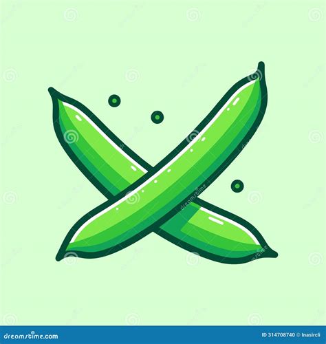 Green Beans Cartoon Style Flat Vector Illustration Stock Vector