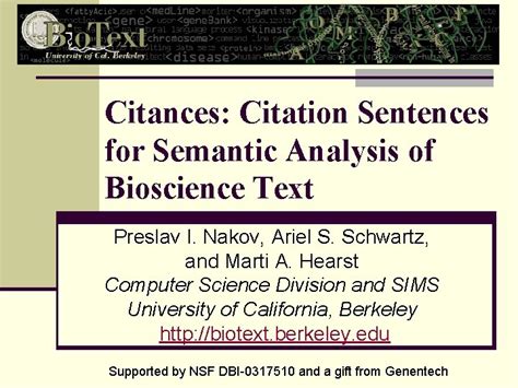 Citances Citation Sentences For Semantic Analysis Of Bioscience