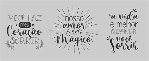 Tres Frases De Amor En Portugués Ilustración del Vector Ilustración de gris negro