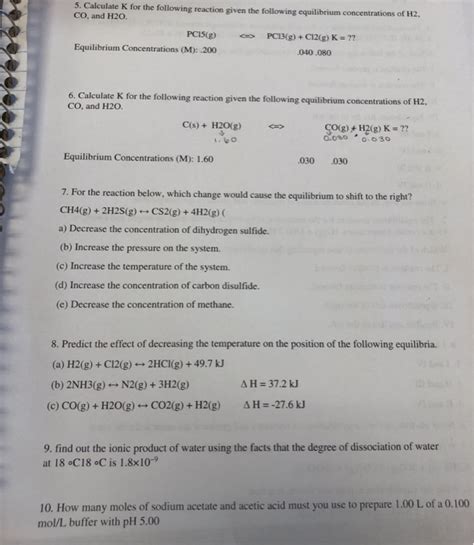 Solved Calculate K For The Following Reaction Given The Chegg