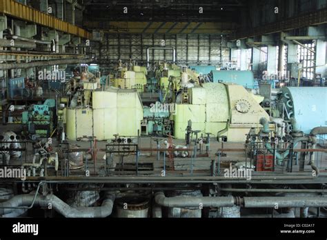 Turbines Yellow Rotate Generators Blue Power Of One Generator 60 Megavatt Voltage 6000