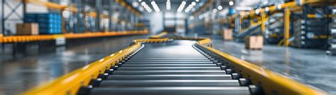 Double Exposure Photo Realistic Conveyor Belt Structural Warehouse