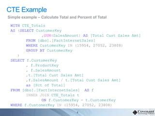 Simplifying Sql With Cte S And Windowing Functions Ppt