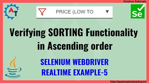 Verify Sort Functionality In Selenium Java Ascending Order Krishna