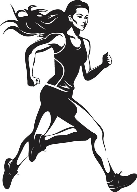 Sleek Pace Womans Black Vector Running Icon Bold Motion Black Vector Sleek Pace Womans Black Vector Running Icon Bold Motion Black Vector