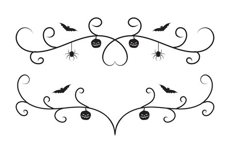 Set Of Halloween Calligraphy Flourish Filigree Wilds Swirls Decorative