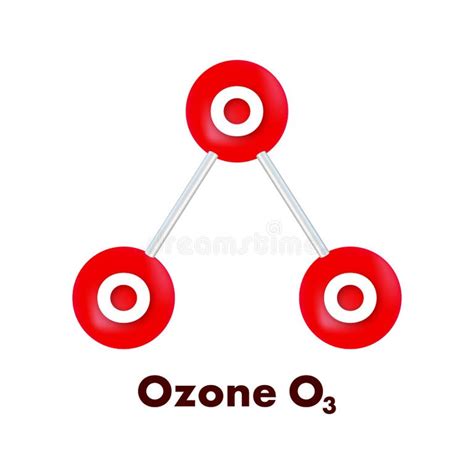 Ozone O3 Molecule Model With Three Oxygen Atoms Forming A Triangular