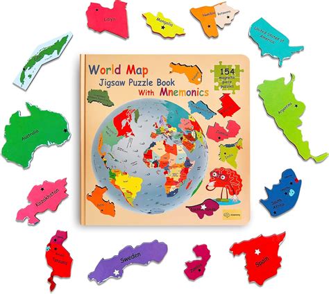 Geography Puzzle Book With Mnemonics Magnetic World Map Puzzles For