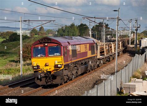 Ews Livery Class 66 Locomotive 66021 At Burton In Holme Cumbria On The