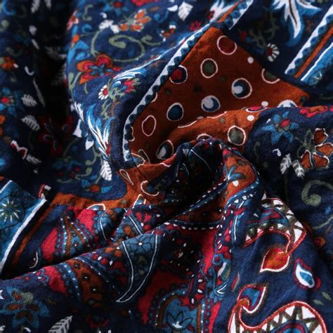 Badu Bg Дълбоко V образно деколте Винтидж цветен принт Свободна дамска блуза Риза Лятна памучна