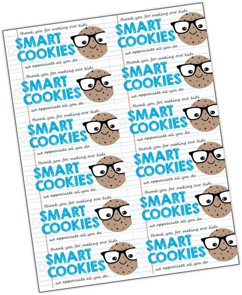Print Your Teacher Appreciation Smart Cookie Gift Tag My Silly Squirts