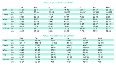 Sizing Chart Discount Dance Costumes