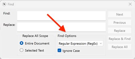 default searches in scrivener do not use regular expressions but it s