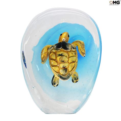 سلحفاة البحر Scultpure Sommerso مع مصباح Led زجاج مورانو الأصلي Omg