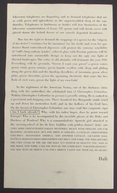 1939 Salvador Dali Manifesto Declaration Of The Independence Of The