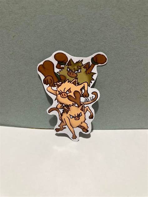 Primeape And Mankey Pokemon Fan Art Sticker Etsy