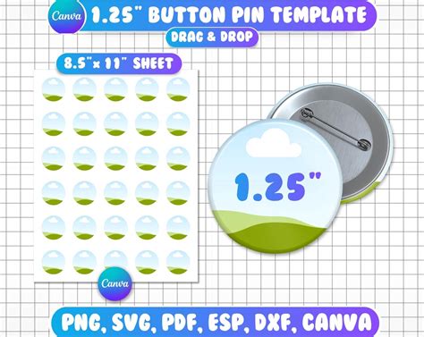 1 25 Button Pin Template Canva Button Pin Template Circle Button Pin Button Pin Svg
