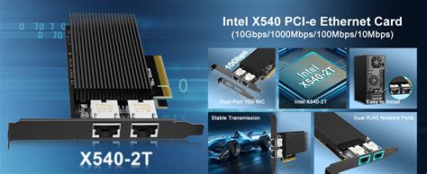 10g Dual Rj45 Port Pci E Network Card With Intel X540 Controller Gigaplus X540 T2