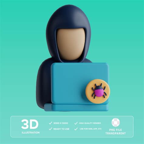 Premium Psd Psd Hacker 3d Illustration