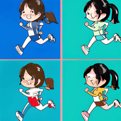 Kawaii Chibi Running Marathon Digital Graphic · Creative Fabrica