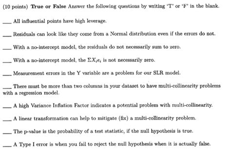 Solved True Or False Answer The Following Questions By