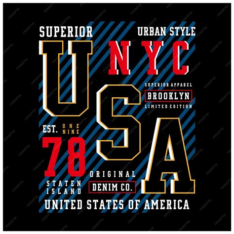 T 셔츠 벡터 일러스트 레이 션에 대 한 미국 뉴욕시 타이포그래피 디자인 프리미엄 벡터