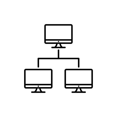 Computer Network Client Server Connection Intranet Icon In Line