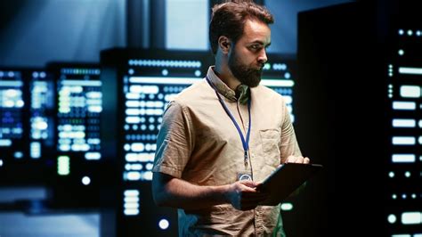Premium Photo Employee Working In Server Hub Provide Secure Scalable